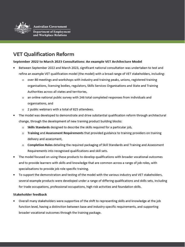 VET Qualification Reform | PDF | Vocational Education | Business