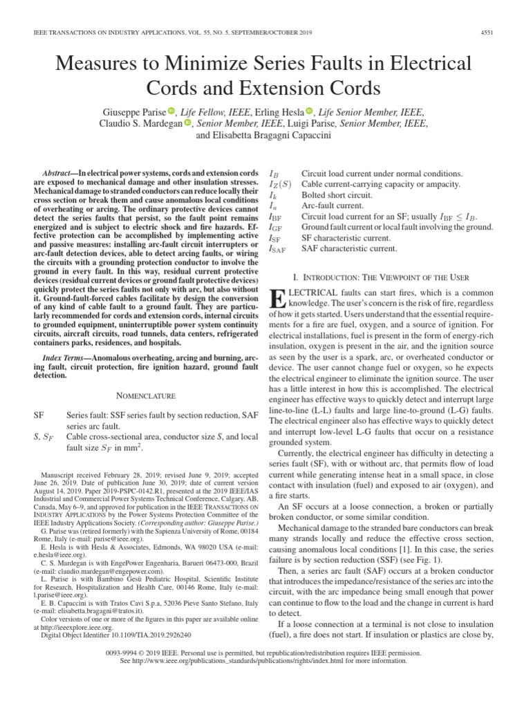 Measures To Minimize Series Faults in Electrical Cords and Extension ...
