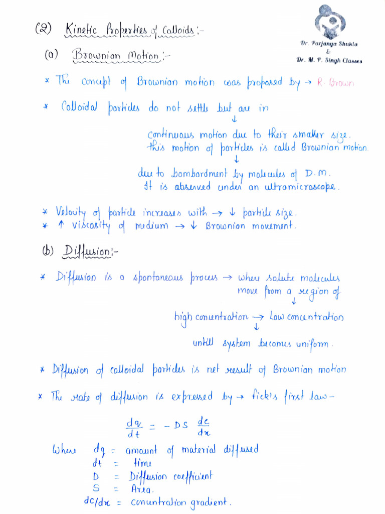 Kinetic Properties of Colloids | PDF