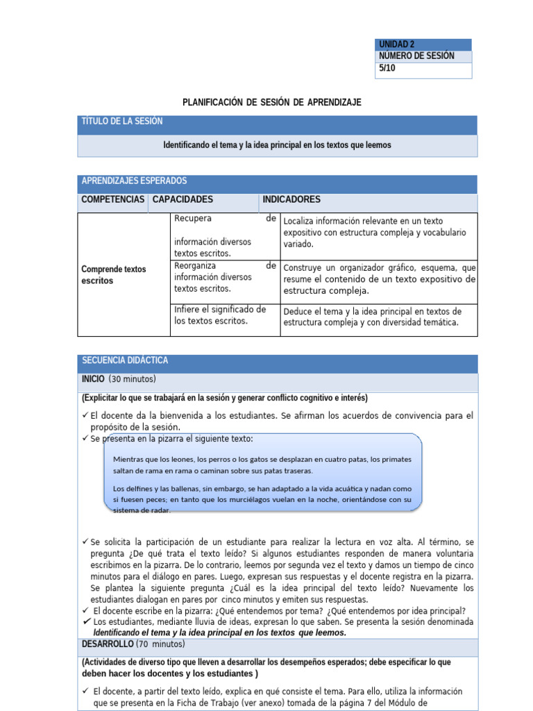 Como Identificar El Tema de Un Texto | PDF | Comprensión lectora ...