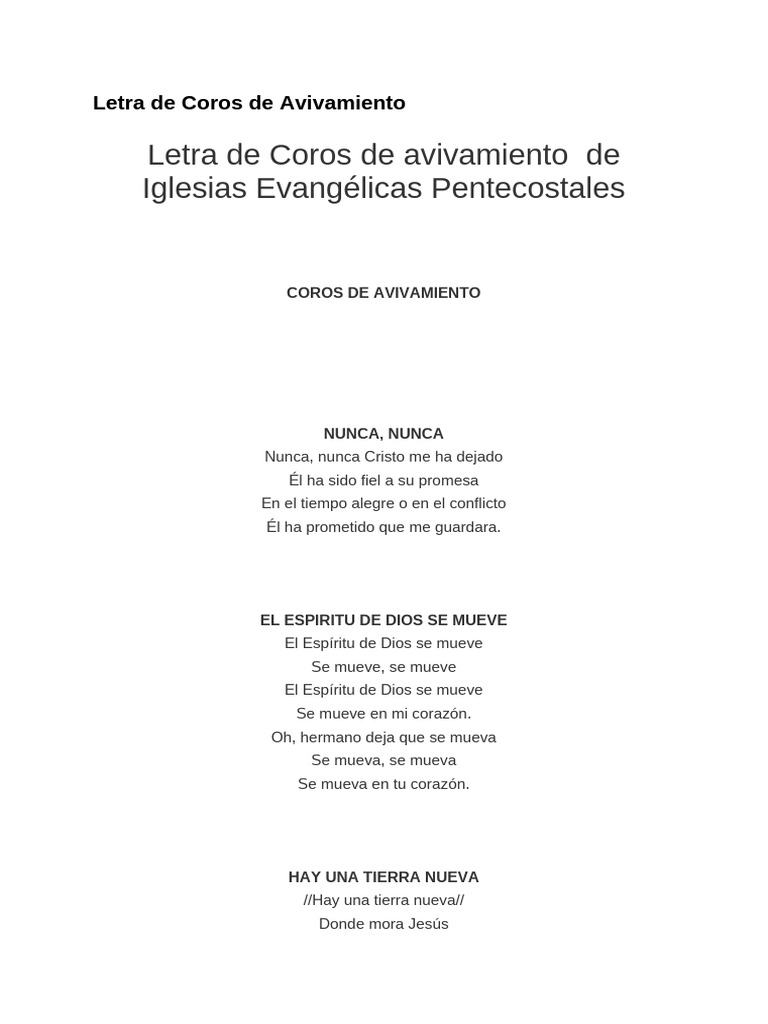Coros de Avivamiento Letra | PDF