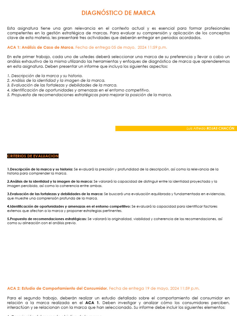 ACA 1, 2, y 3 Diagnostico de Marca | PDF
