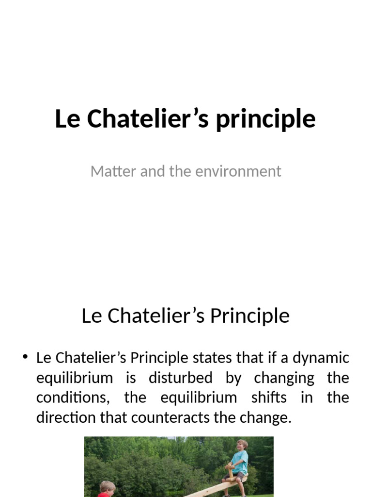 Topic 18. Le Chatelier's Principle | PDF | Chemical Equilibrium ...