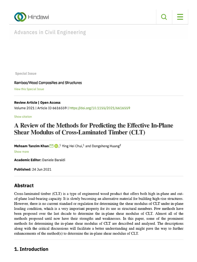 A Review of The Method For Predicting The Effective in Plane Shear ...