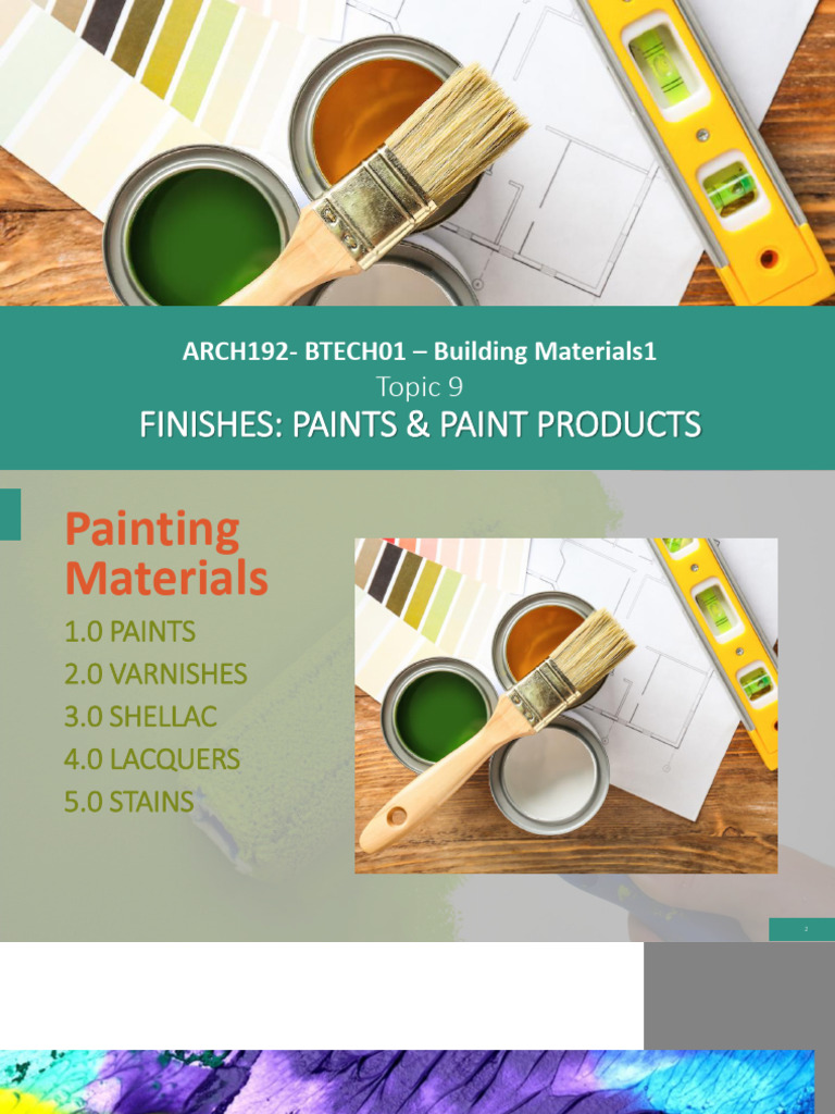 Topic 9 Finishes Paints and Paint Products | PDF