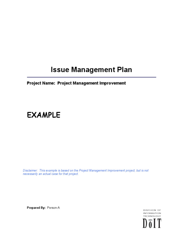 Issue Management Plan Overview | PDF | Project Management | Business