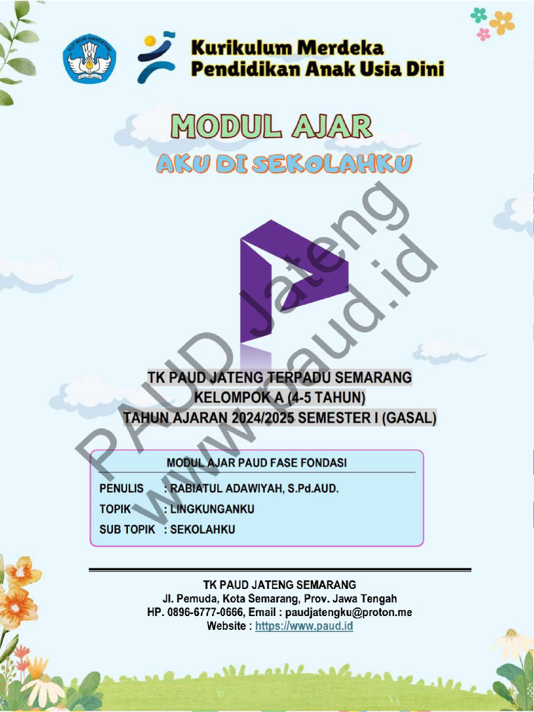 08_Modul_Ajar_TK_A_2024_2025_Smt1_08_Sekolahku_PDF | PDF