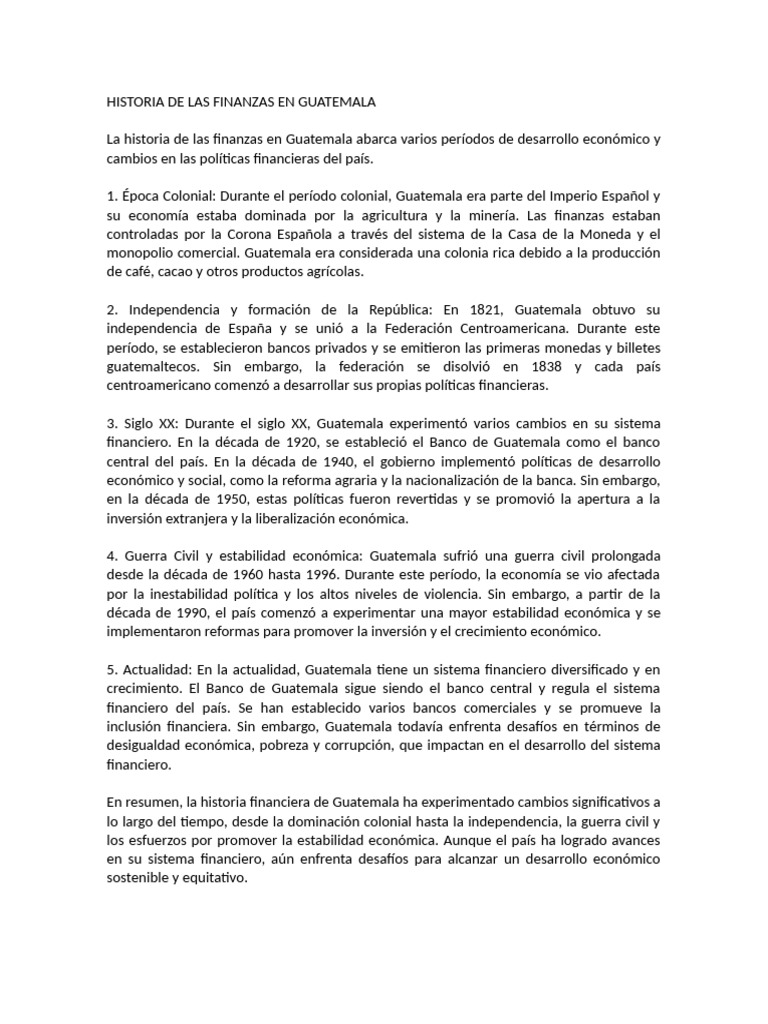 Historia de Las Finanzas Guate | PDF