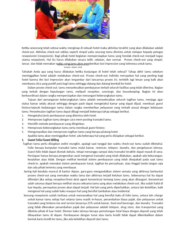 Cara Penanganan Check-Out Tamu Individu (Materi 5) | PDF