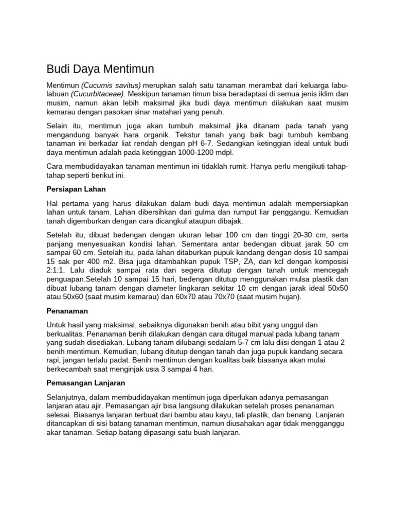 Budi Daya Mentimun | PDF
