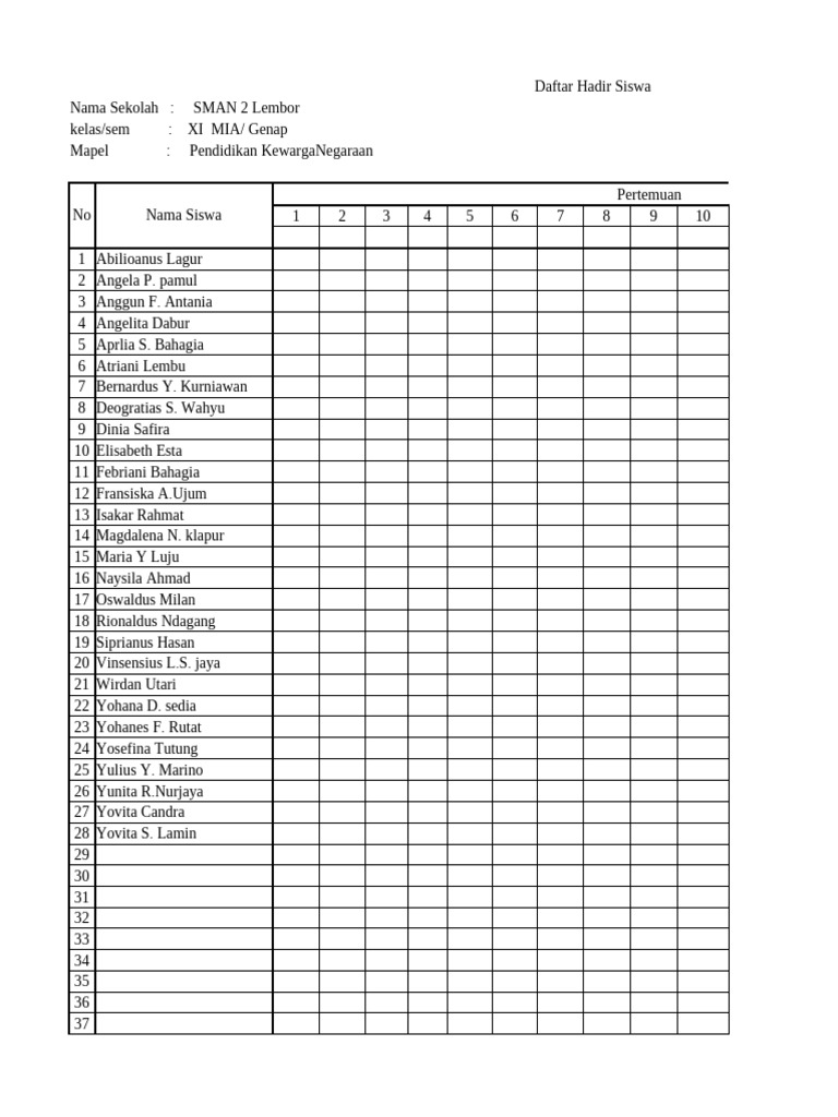Bing Sasing Absensi | PDF