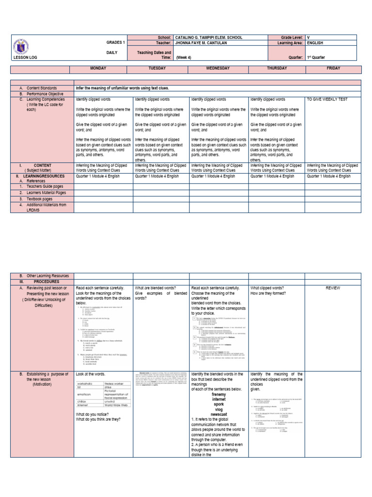 DLL Week 4 Eng V | PDF
