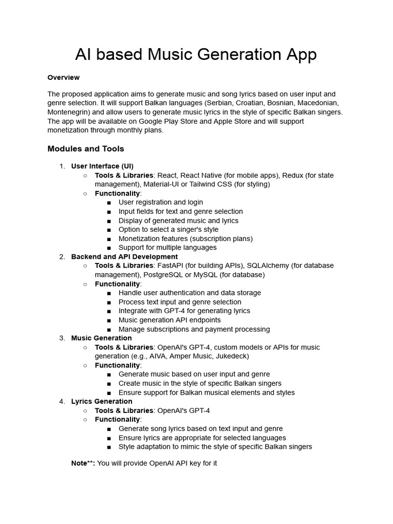 AI based Music Generation App | PDF