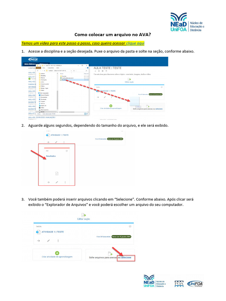 15 Como Colocar Um Arquivo No AVA | PDF