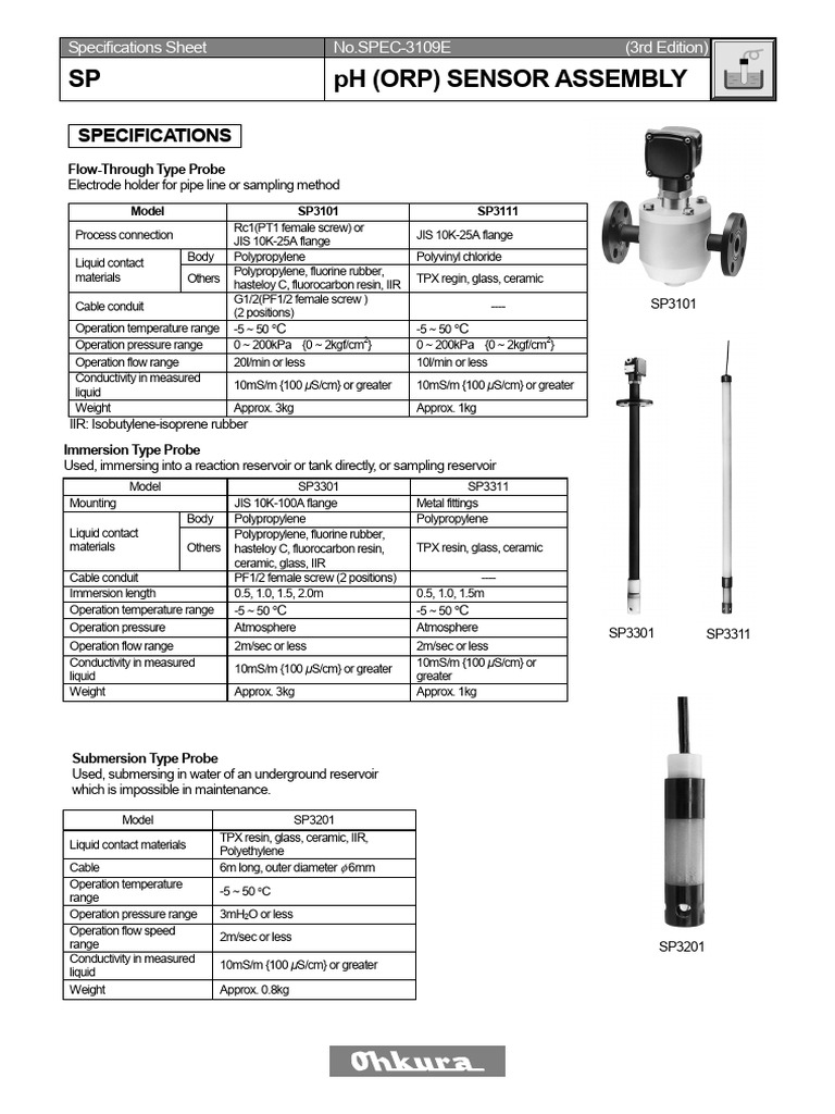 SP - SENSOR ASSEMBLY - Specification Sheet | PDF