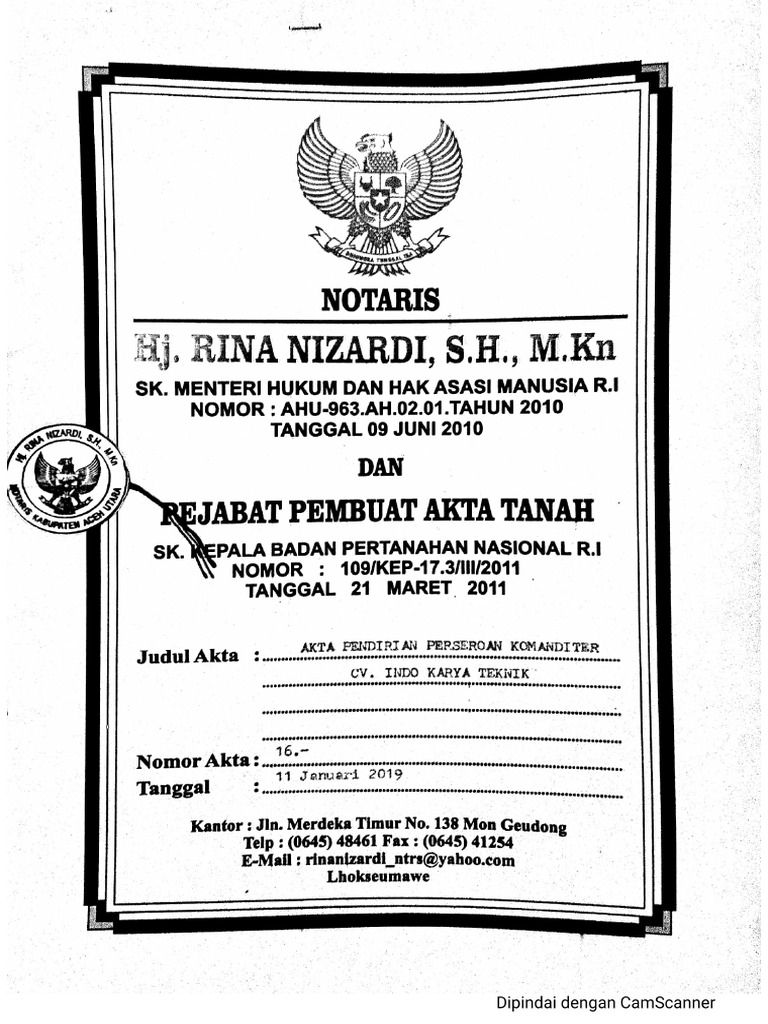 Akta Pendirian IKT | PDF