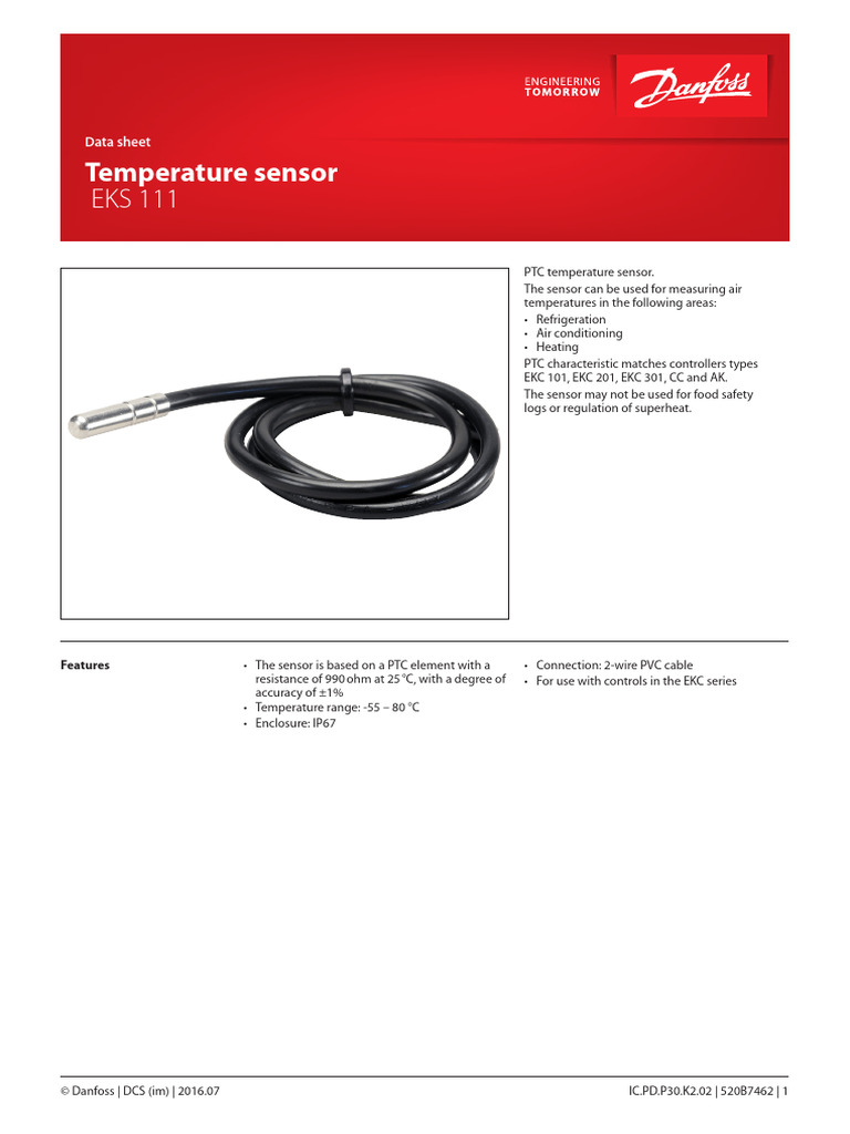 Temperature Sensor: Data Sheet | PDF