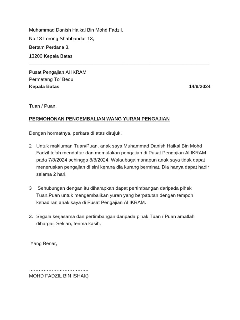 contoh-surat-yuran | PDF