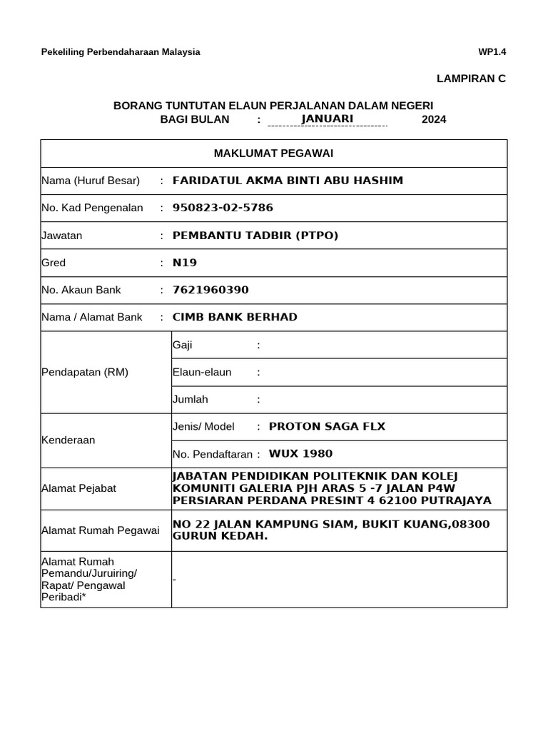 Borang TNT Lapor Diri | PDF