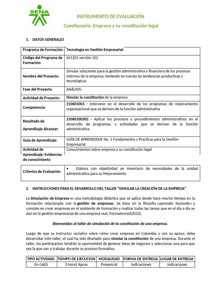 Taller Simular La Constitución de La Empresa | PDF