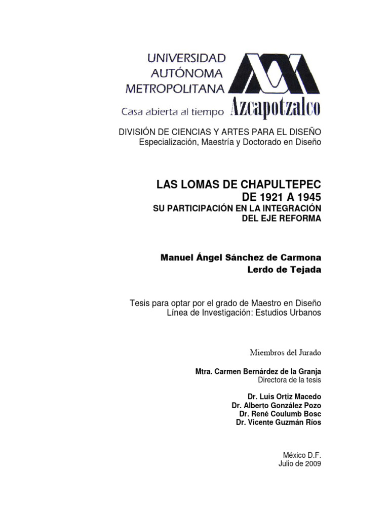 Las Lomas de Chapultepec de 1921 A 1945 Su Participación en La ...