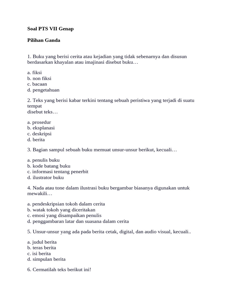 Bank Soal Pts Genap Vii | PDF