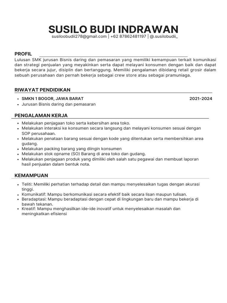 CV - Susilo Budi I.pdf - 20240727 - 072938 - 0000 | PDF