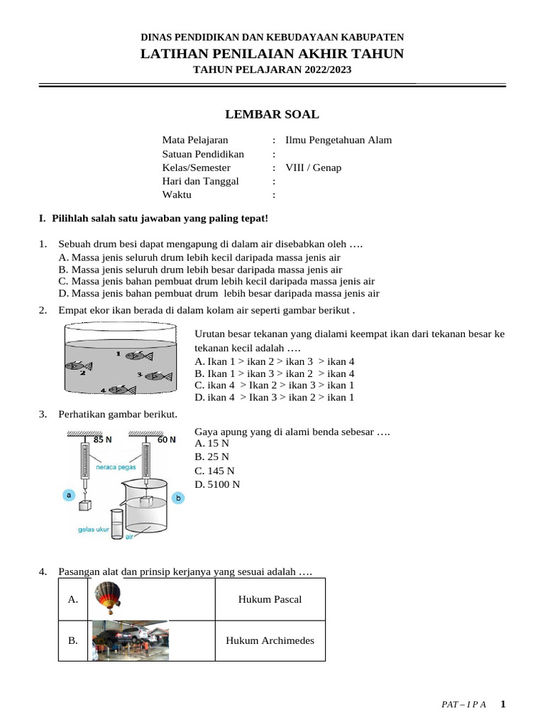 Latihan Pat Ipa Kelas 8 2022 2023 | PDF