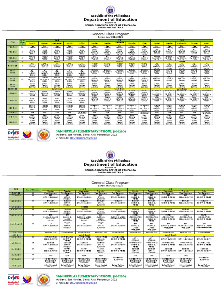 2024-2025 General Class Program-Grade-4-6 | PDF