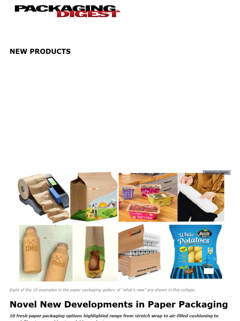 Novel New Developments in Paper Packaging | PDF