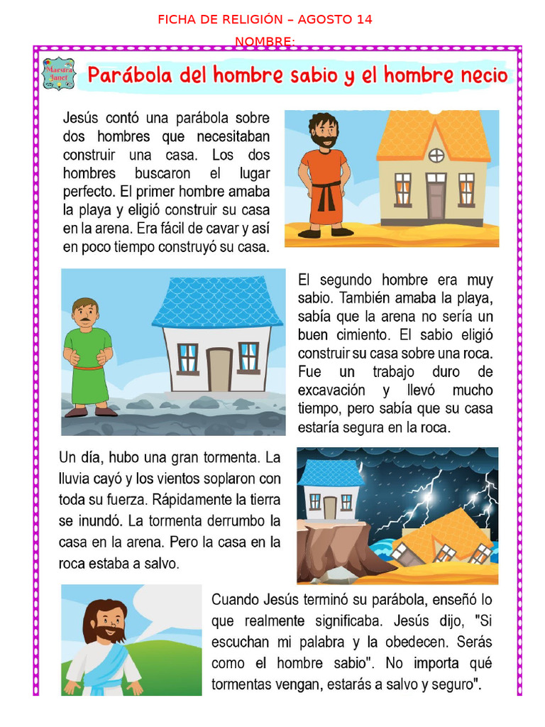 Ficha Parabola Hombre Sabio y Necio | PDF | Xadrez | Aberturas (xadrez)