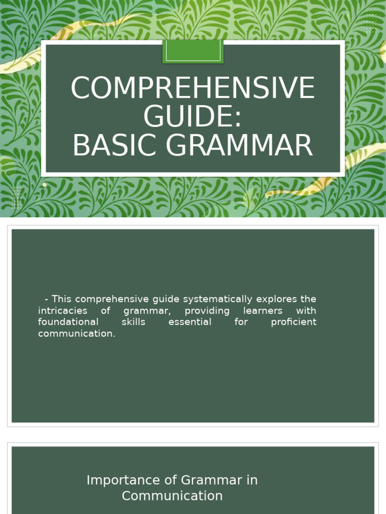 Comprehensive Guide - Basic Grammar | PDF | Perfect (Grammar ...