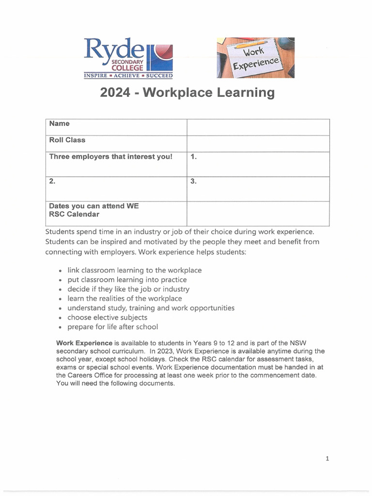 2024 Work Experience | PDF