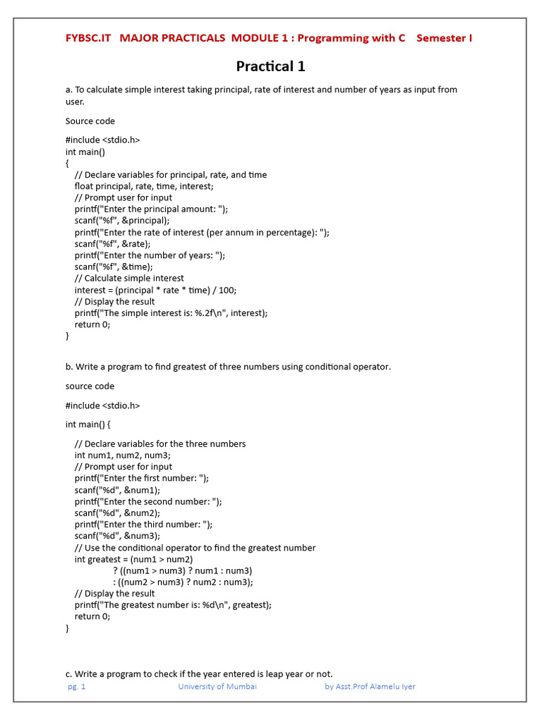 Practical of Fyit Module 1 | PDF