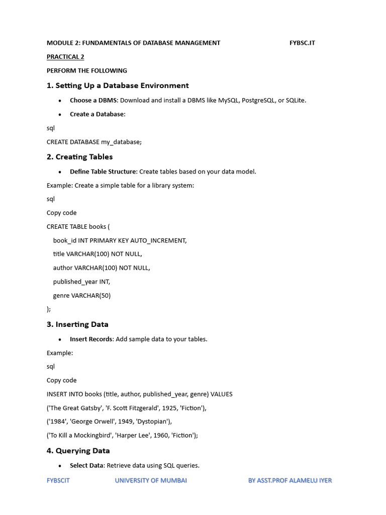 Module 2 FDBMS Practicals | PDF