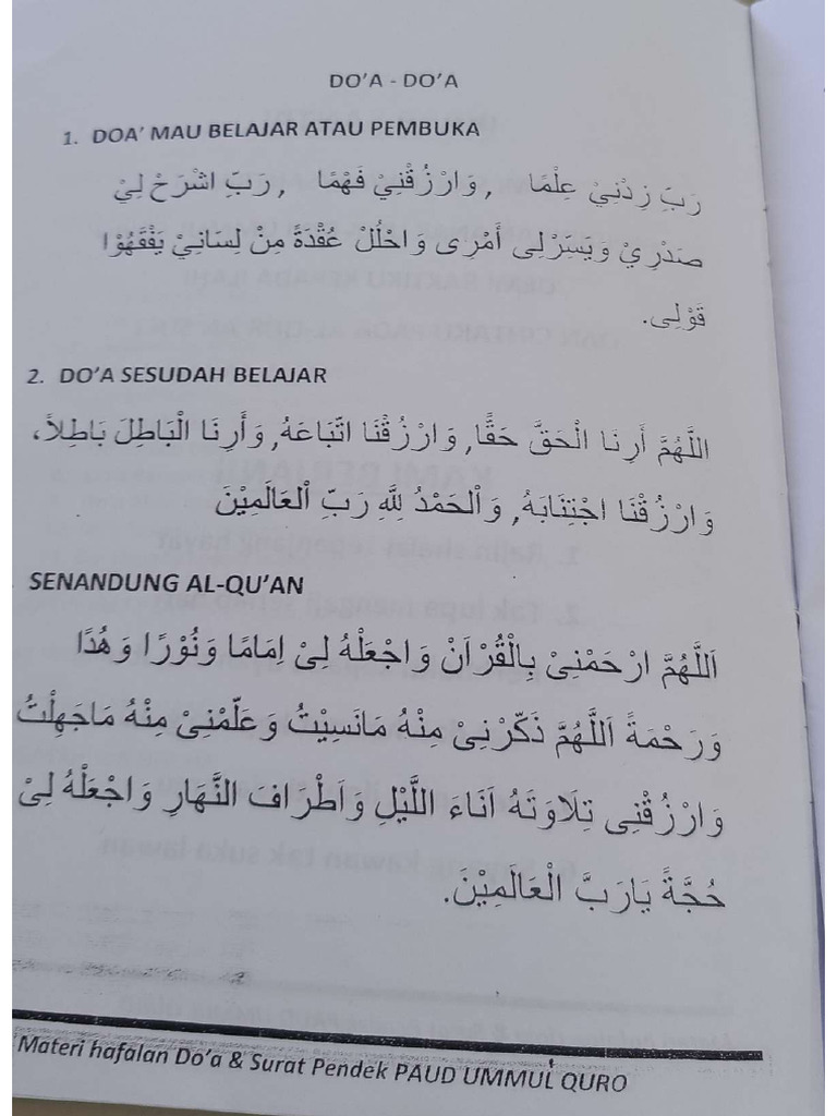 Materi PAUD Ummul Quro | PDF