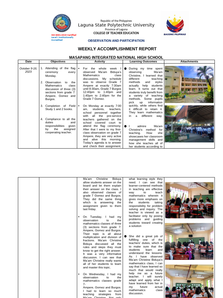 Week 2 - Accomplishment Report Almonte | PDF