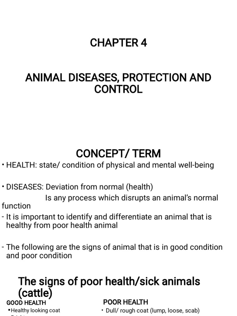 Animal Health: Disease Signs & Control | PDF | Parasitism | Science ...