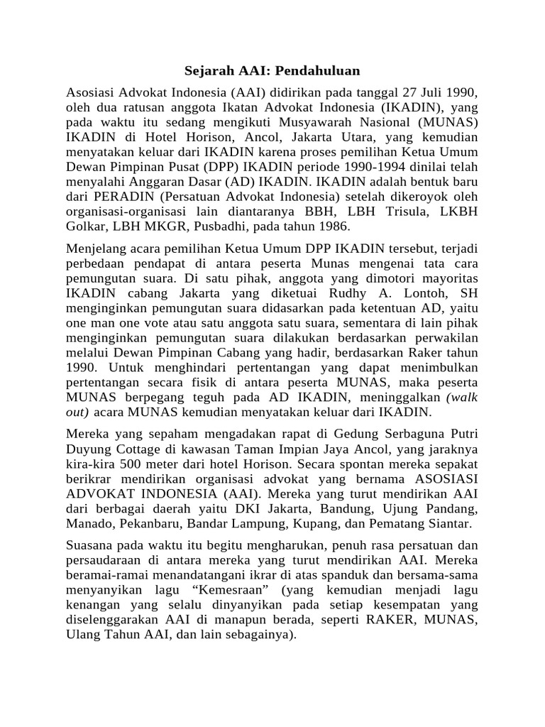 Sejarah AAI | PDF