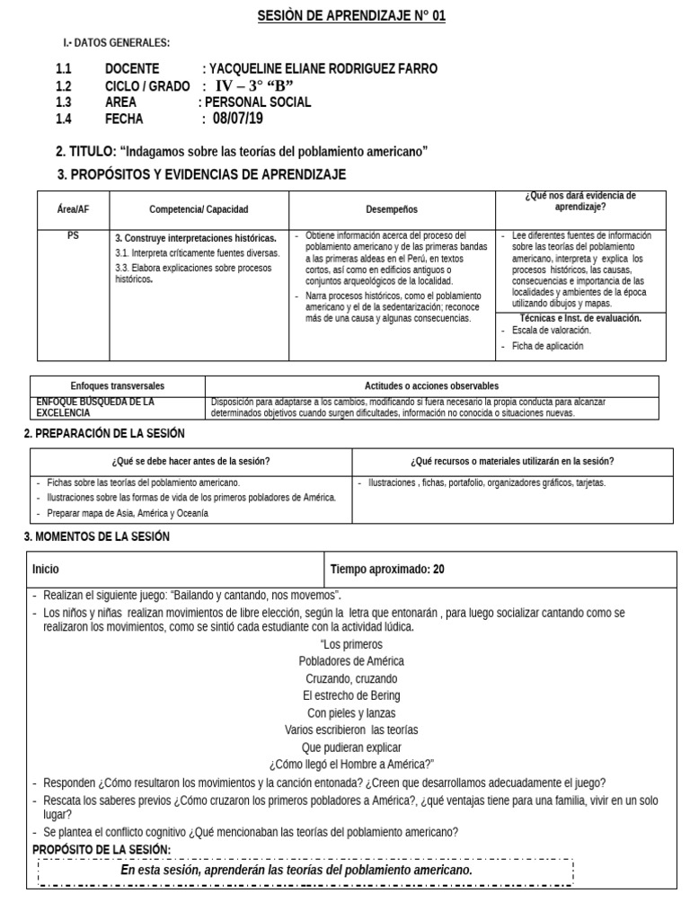 Sesiòn de Aprendizaje N 1 | PDF