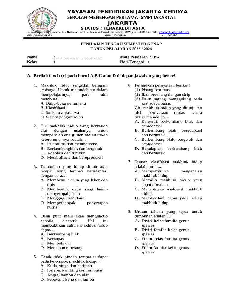 PTS IPA 7 Genap | PDF
