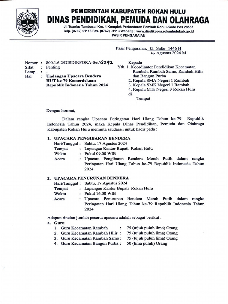 Undangan Upacara HUT RI 79 | PDF