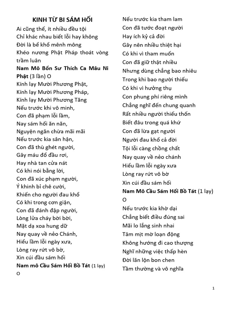 Kinh Tu Bi Sam Hoi | PDF