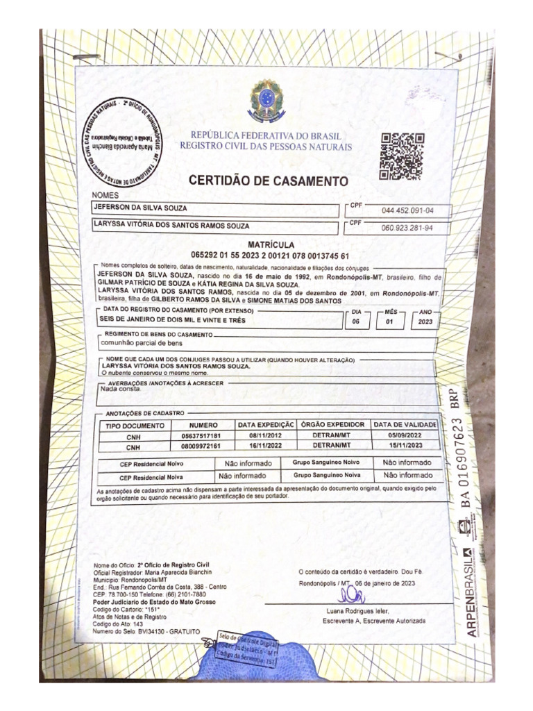 Certidão de Casamento | PDF