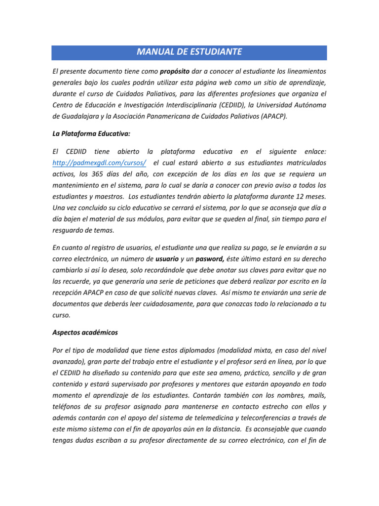 Manual Del Estudiante | PDF