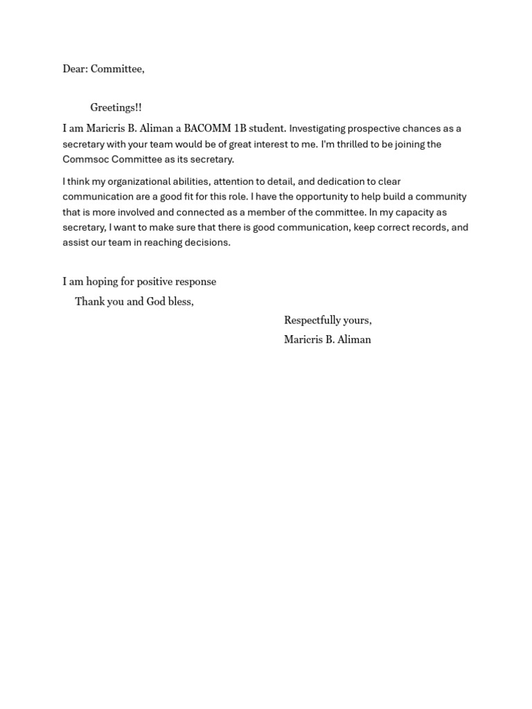 Maricris Letter | PDF
