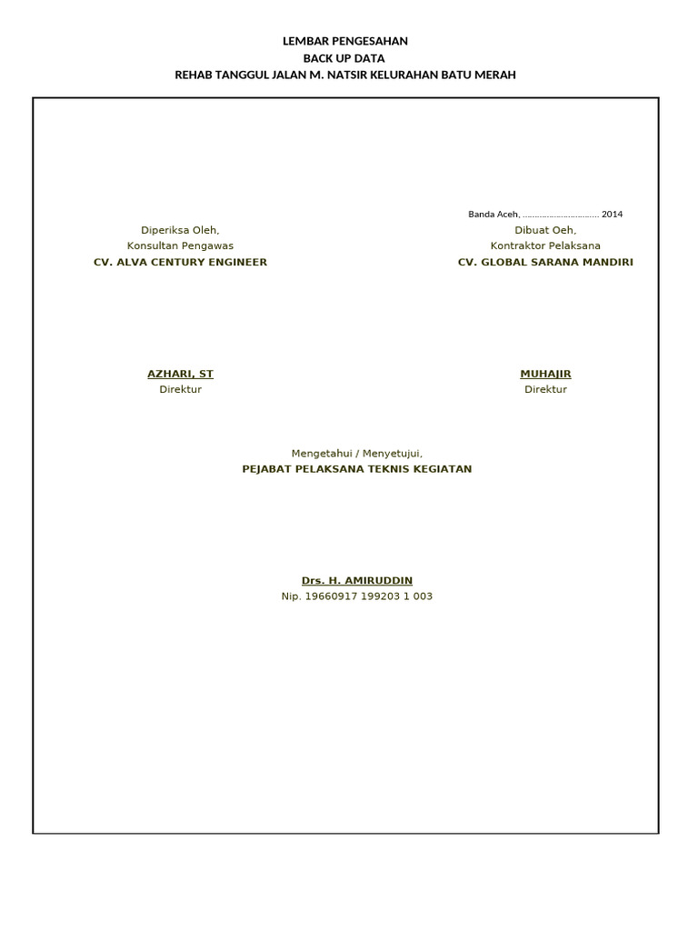 Back Up Volume Tanggul Baru | PDF