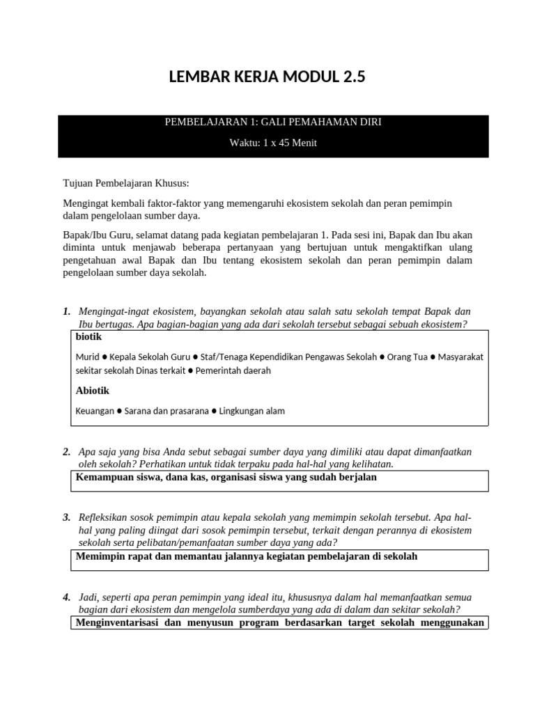 Lembar Kerja Modul 2.5 | PDF