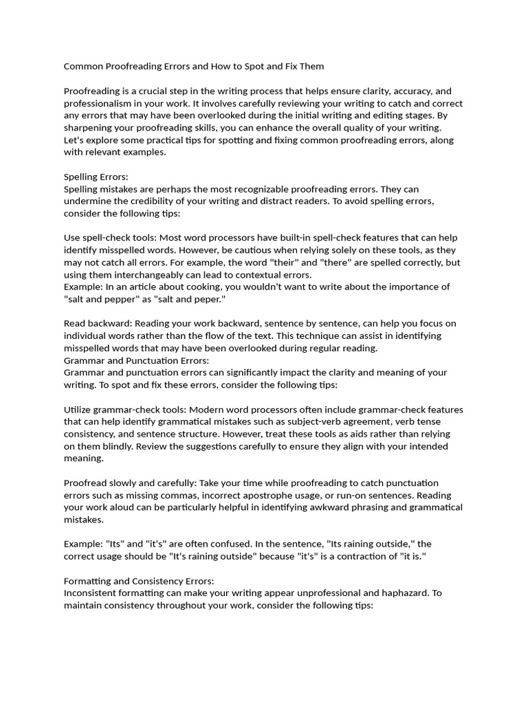 Common Proofreading Errors and How To Spot and Fix Them | PDF