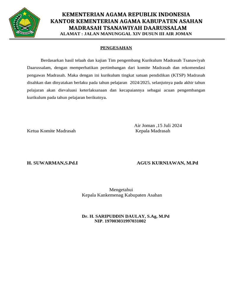 2-lembar-pengesahan KEMENAG | PDF